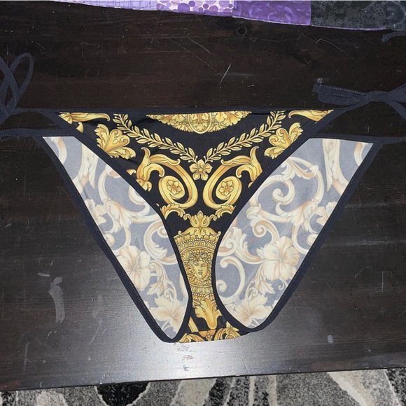 Versace | Swim | Versace Gold Hibiscus Print Triangle Bikini Bottom ...